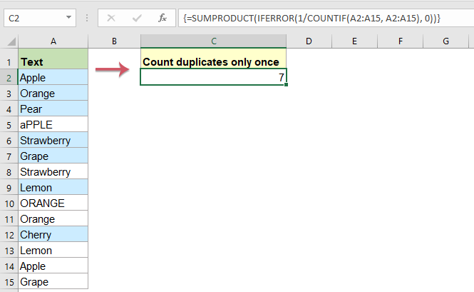 How To Count Same Or Duplicate Values Only Once In A Column 