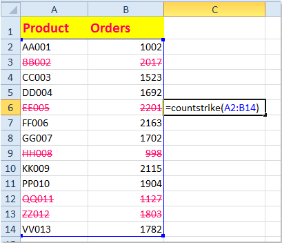 How to count / sum strikethrough cells in Excel?