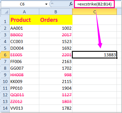 How to count / sum strikethrough cells in Excel?