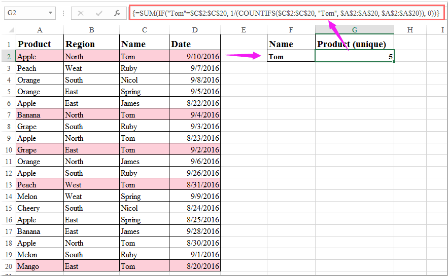 How To Count Unique Values Based On Another Column In Excel Riset