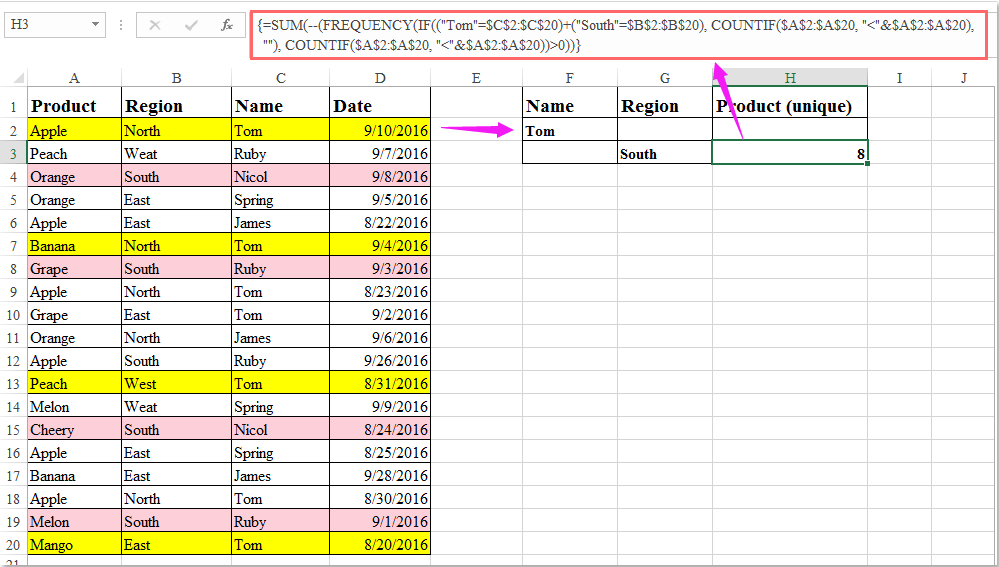 How To Count Unique Values Based On Multiple Criteria In Excel 
