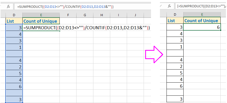 How To Count Unique Values With Blanks In An Excel Column