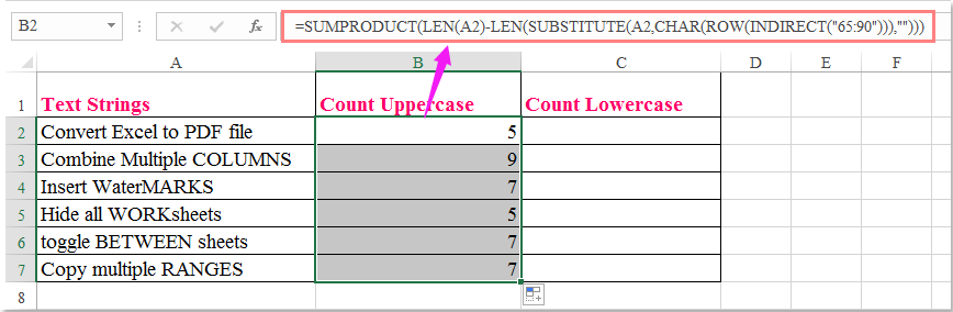 How To Count The Number Of Uppercase Or Lowercase Letter In Cell