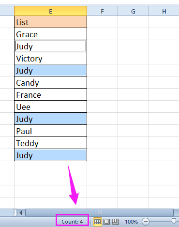 How to count the number of occurrences of a word in a column in Excel?