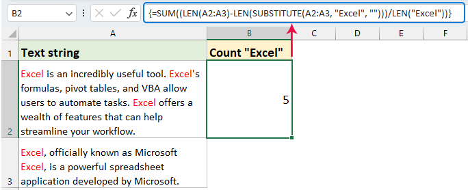 Quickly Count Total Words Specific Words In Excel