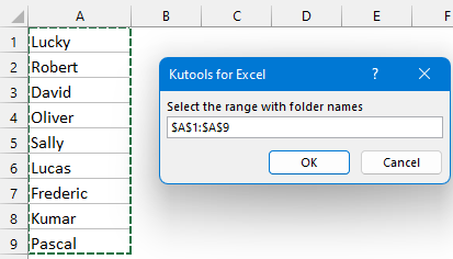 Create multiple folders and subfolders from a list of data in Excel