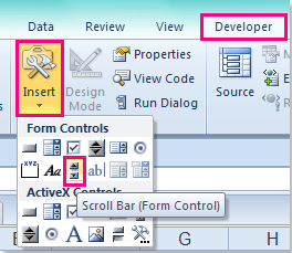How to create scrollable list / area in worksheet?