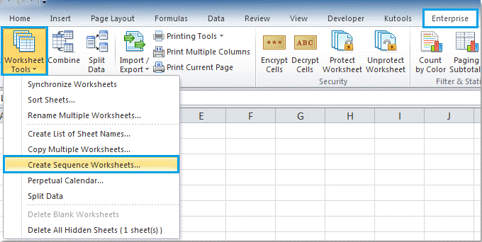 How to create sequence worksheets from a range of cells in Excel?