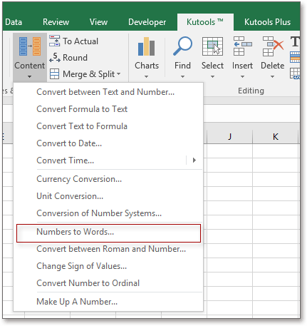 How to quickly convert currency numbers to words in Excel?