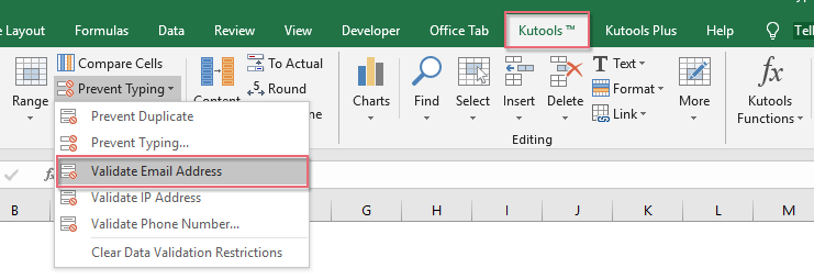 How to validate email addresses in a column of worksheet?