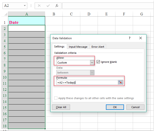 How To Data Validation To Allow Date Greater Than Today Or A Specific 