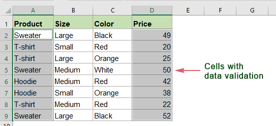 Excel 데이터 유효성 검사 Excel에서 데이터 유효성 검사 추가 사용 복사 및 제거