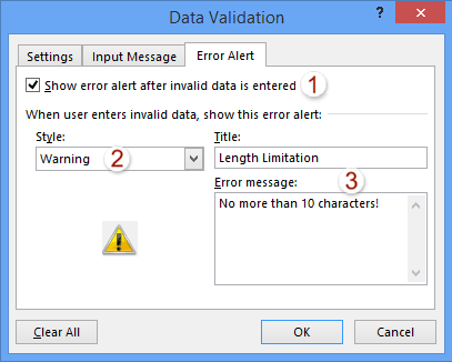 How to limit characters length in an Excel cell?