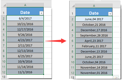 How to spell out month of date in Excel?
