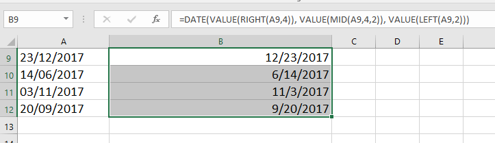 Convert Excel date format from dd/mm/yyyy to mm/dd/yyyy