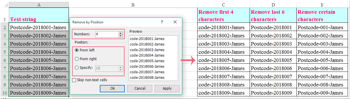 How To Remove First Last Or Certain Characters From Text In Excel 