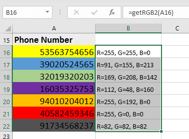 Determine Cell Color Excel