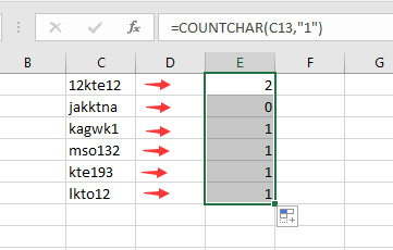 How to determine frequency of a character/text/string in an Excel range?