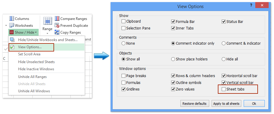 How To Display Or Hide Sheet Tabs And Sheet Tab Bar In Excel 