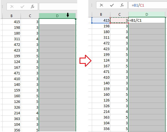 How To Divide One Column By Another Column In Excel 