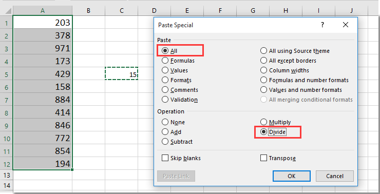 How To Divide A Range Of Cells By A Number In Excel 