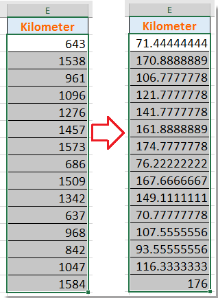 How to divide time by a number (distance) in Excel?