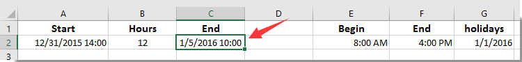 How to add number of business/working days or hours to a date in Excel?