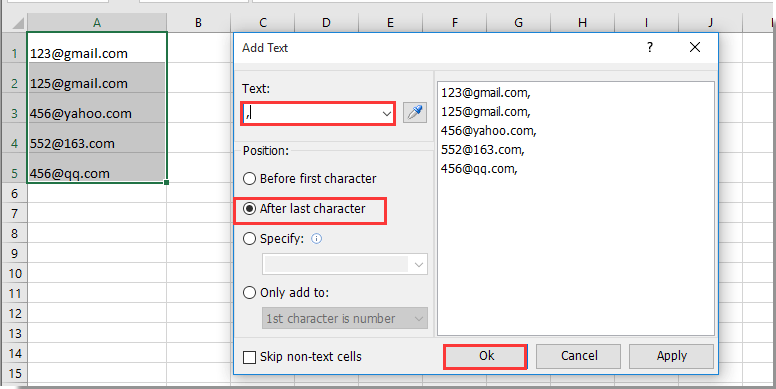 How To Add Comma At End Of Cell text In Excel 