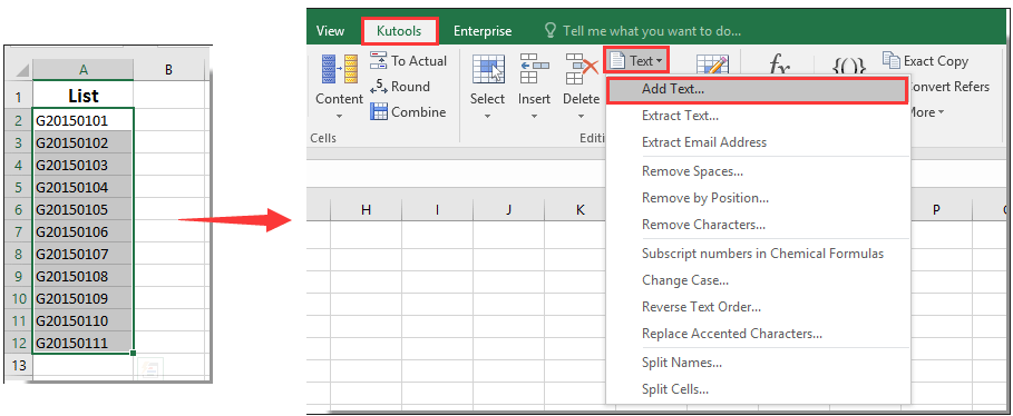 How To Add Text In Middle Of Selected Cells In Excel 