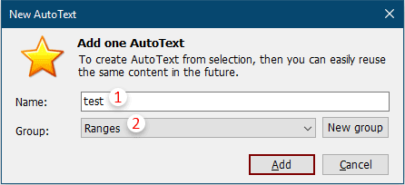 How to create and insert an Auto Text entry in Excel?