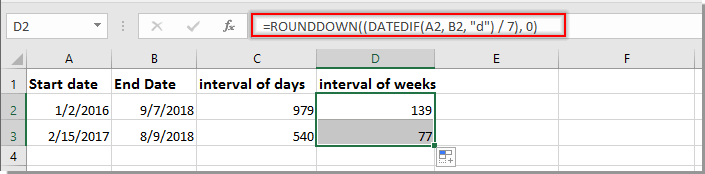 How to calculate interval days/weeks/months/years between two dates in ...