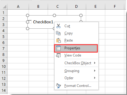 How to bold text in checkbox in Excel?