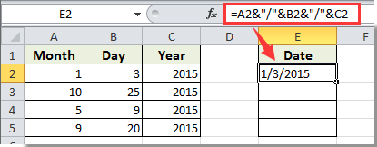 How to concatenate year, month and day to date in Excel?