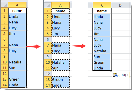How to condense a list to have no blanks in Excel?