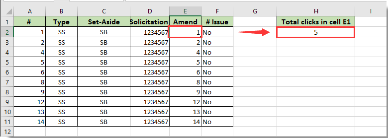 How to count total clicks in a specified cell in Excel?