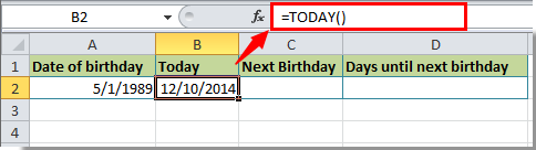 How to calculate days until next birthday in Excel?
