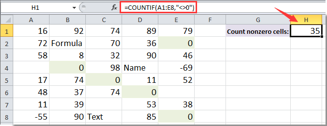 How To Count Number Of Cells With Nonzero Values In Excel