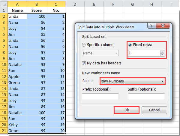 How to create new sheets for each row in Excel?