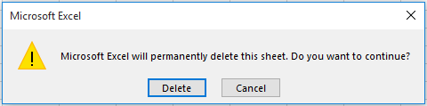How to delete worksheet without prompt or warning in Excel?