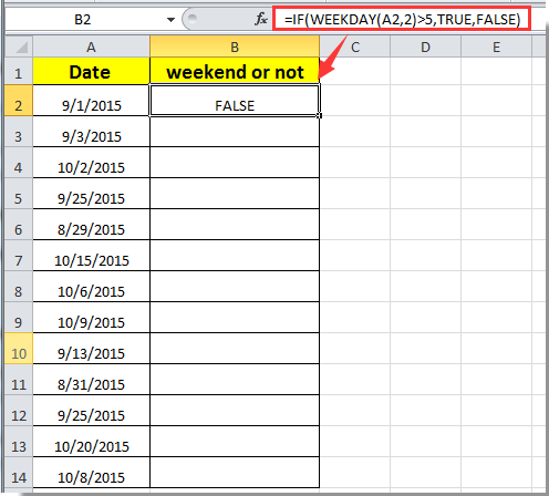 How to determine/check if date is a weekend in Excel?