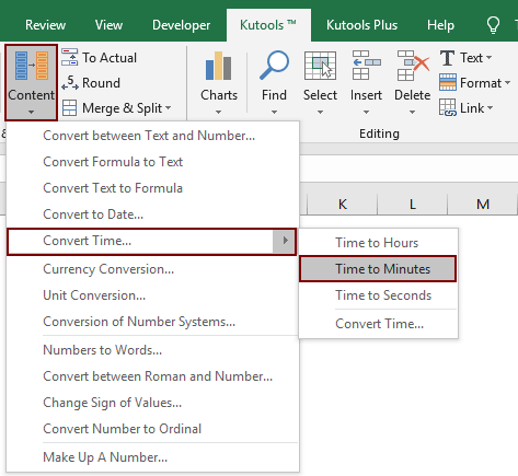How to display time in minutes format only in Excel?