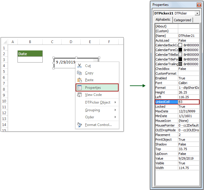 How to create a drop down list calendar (date picker) in Excel?