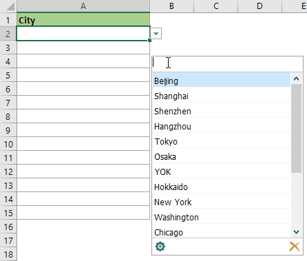 How to create a searchable drop down list in Excel?