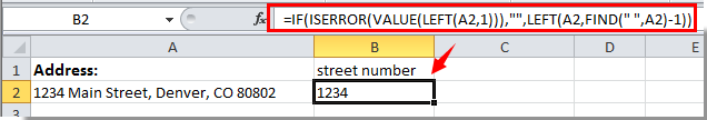 How to extract street number from address in Excel?