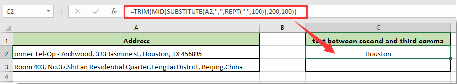 How To Extract Text Between The Second And Third Comma From Cells In Excel 