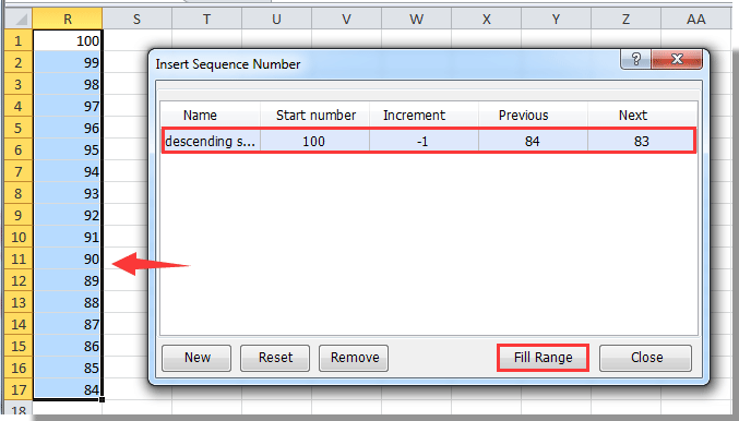 How to fill series in backward, descending or decreasing order in Excel?