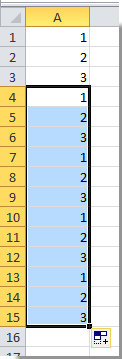 How to fill column with series repeating pattern numbers in Excel?