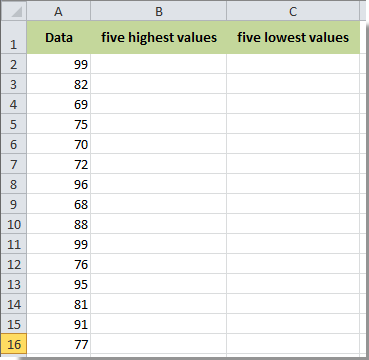 How to find the lowest and highest 5 values in a list in Excel?