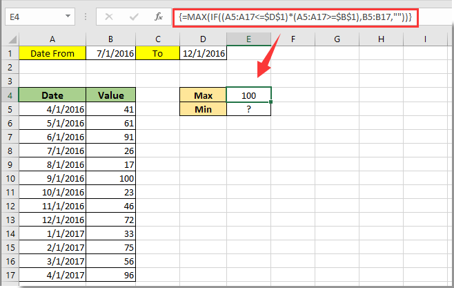 How To Find Max Or Min Value In A Certain Date Range between Two Dates 