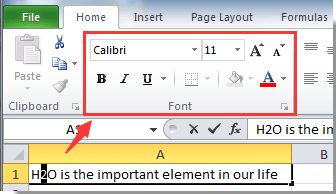 How to format single character in selected cell in Excel?